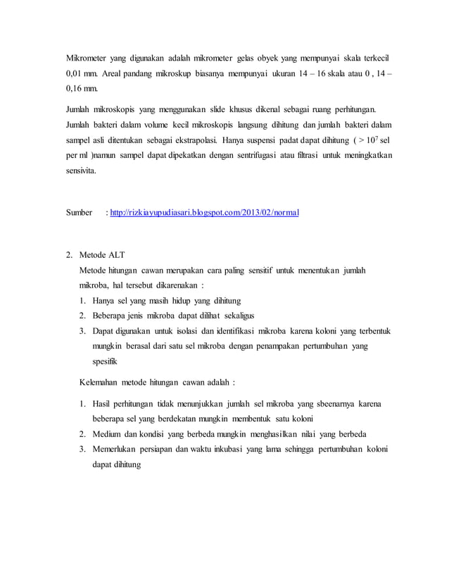 analisis kuantitatif mikroba | DOCX