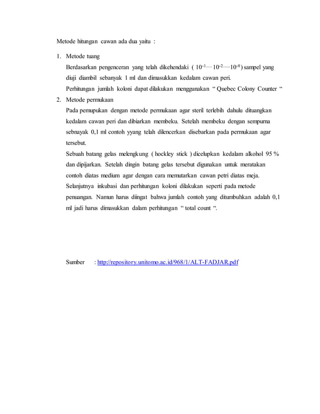 analisis kuantitatif mikroba | DOCX