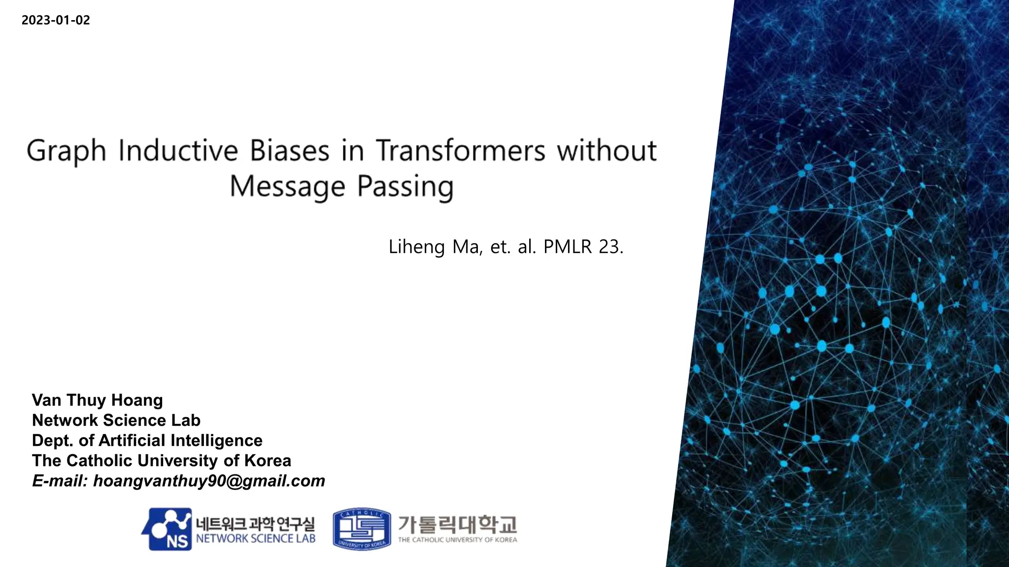 Graph Inductive Biases in Transformers without Message Passing.pptx