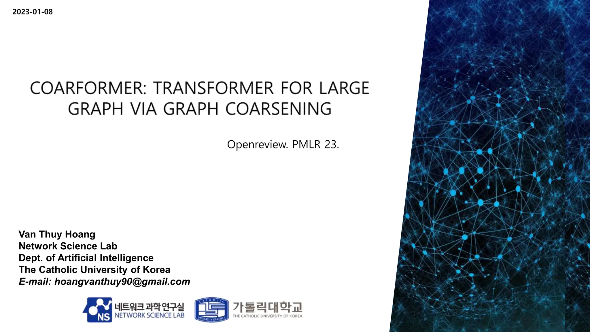 COARFORMER: TRANSFORMER FOR LARGE GRAPH VIA GRAPH COARSENING.pptx