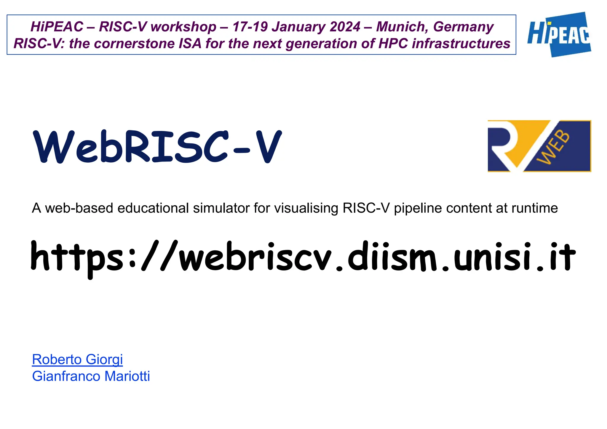WebRISC-V A web-based educational simulator for visualising RISC-V pipeline content at runtime | PDF