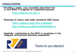 WebRISC-V A web-based educational simulator for visualising RISC-V pipeline content at runtime | PDF
