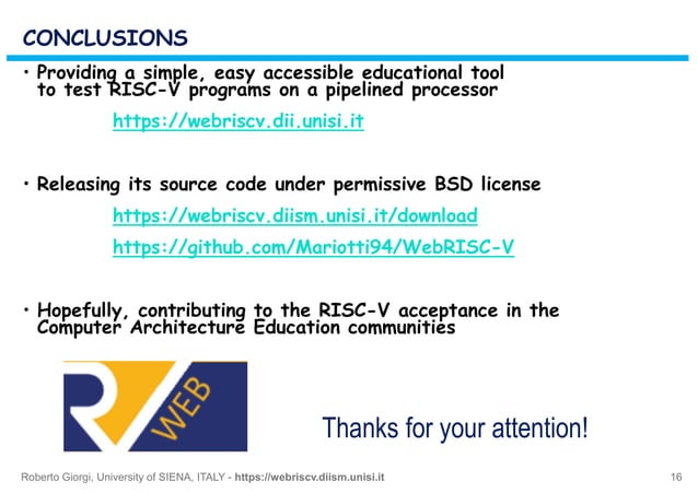 WebRISC-V A web-based educational simulator for visualising RISC-V pipeline content at runtime | PDF