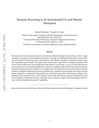 Heuristic Reasoning in AI: Instrumental Use and Mimetic Absorption | PDF