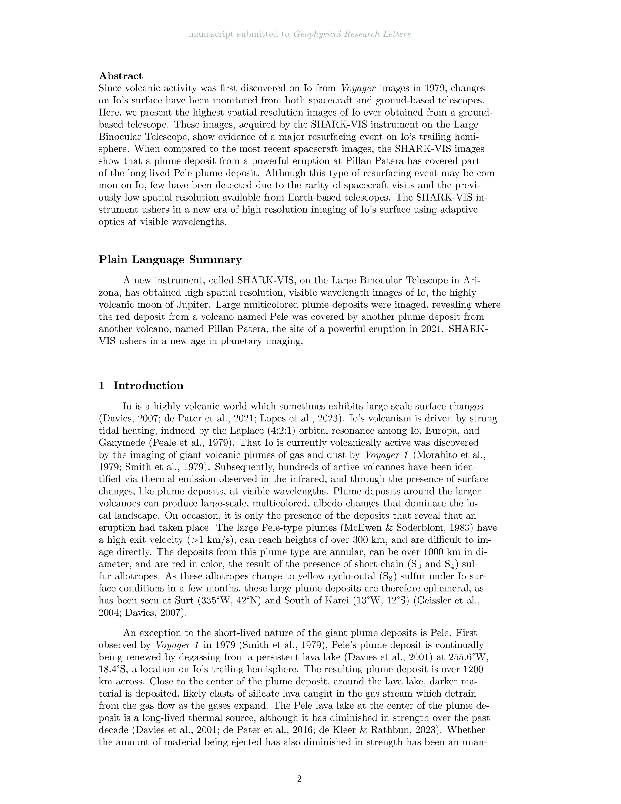 Observation of Io’s Resurfacing via Plume Deposition Using Ground-based ...
