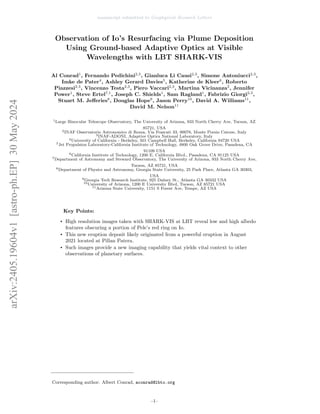Observation of Io’s Resurfacing via Plume Deposition Using Ground-based ...