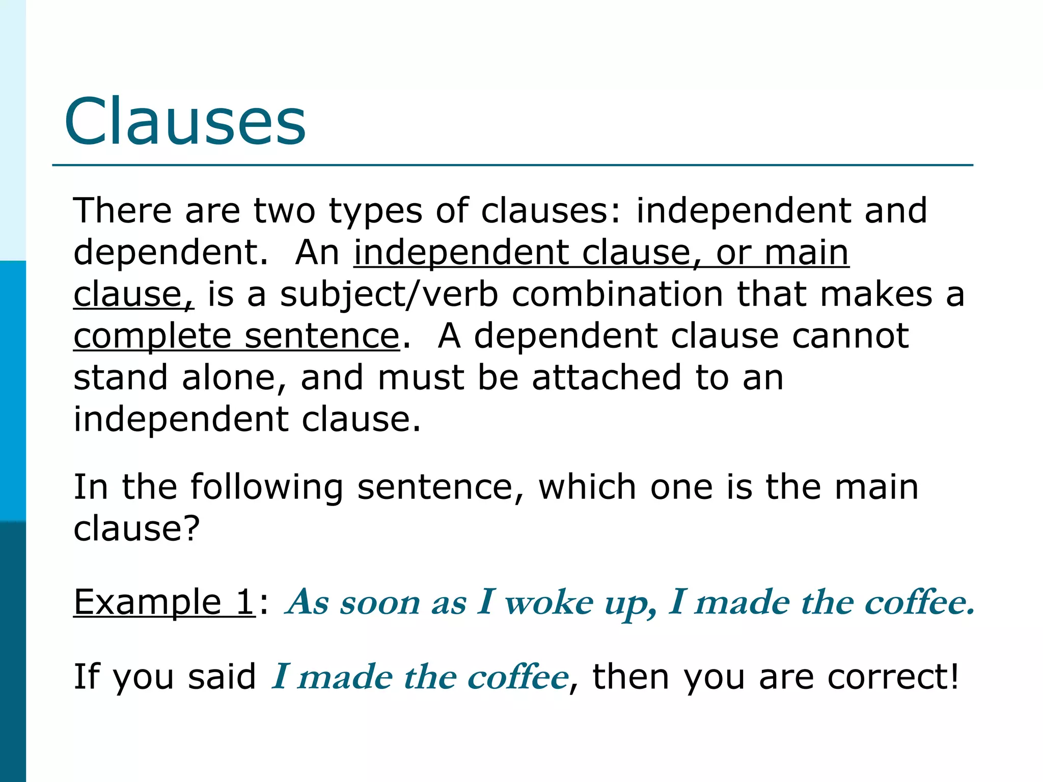 phrases, clauses, sentence structure | PPT
