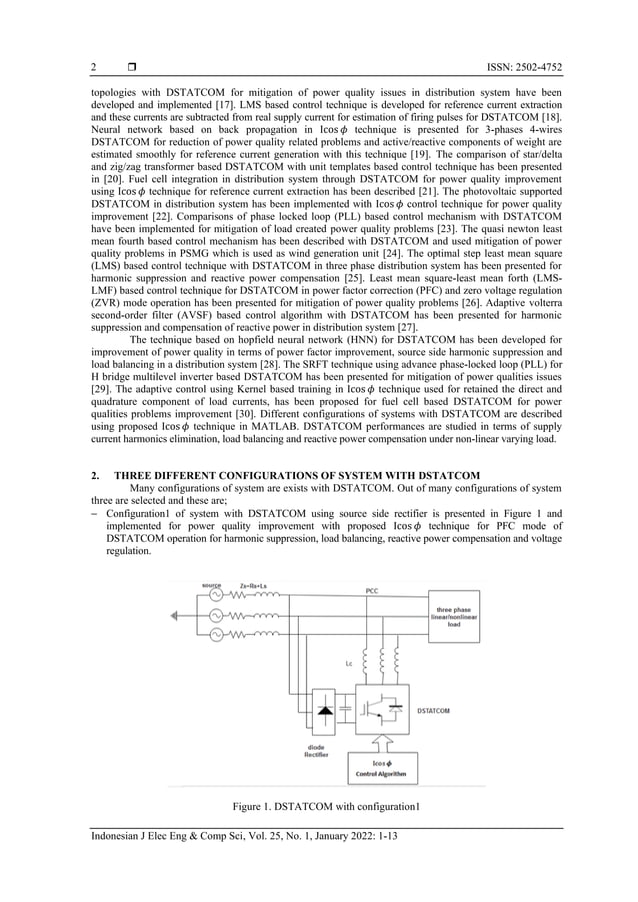 Performance Evaluation Of Different Configurations Of System With Dstatcom Using Proposed Icos⁡ϕ
