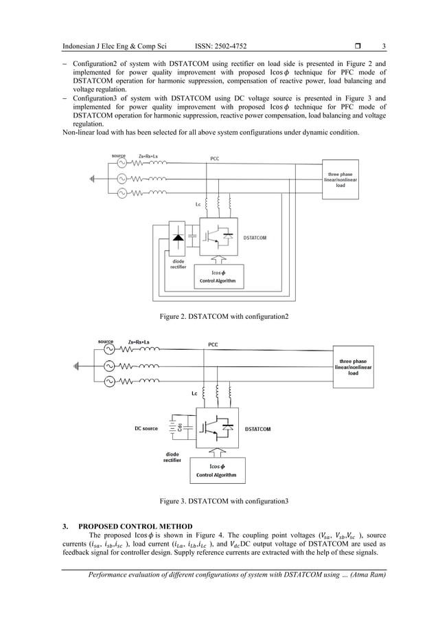 Performance Evaluation Of Different Configurations Of System With Dstatcom Using Proposed Icosϕ