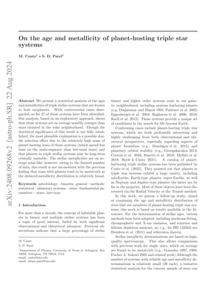 On the age and metallicity of planet-hosting triple star systems | PDF | Free Download