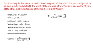 Bars with variable cross sections subjected to axial loads | PPTX