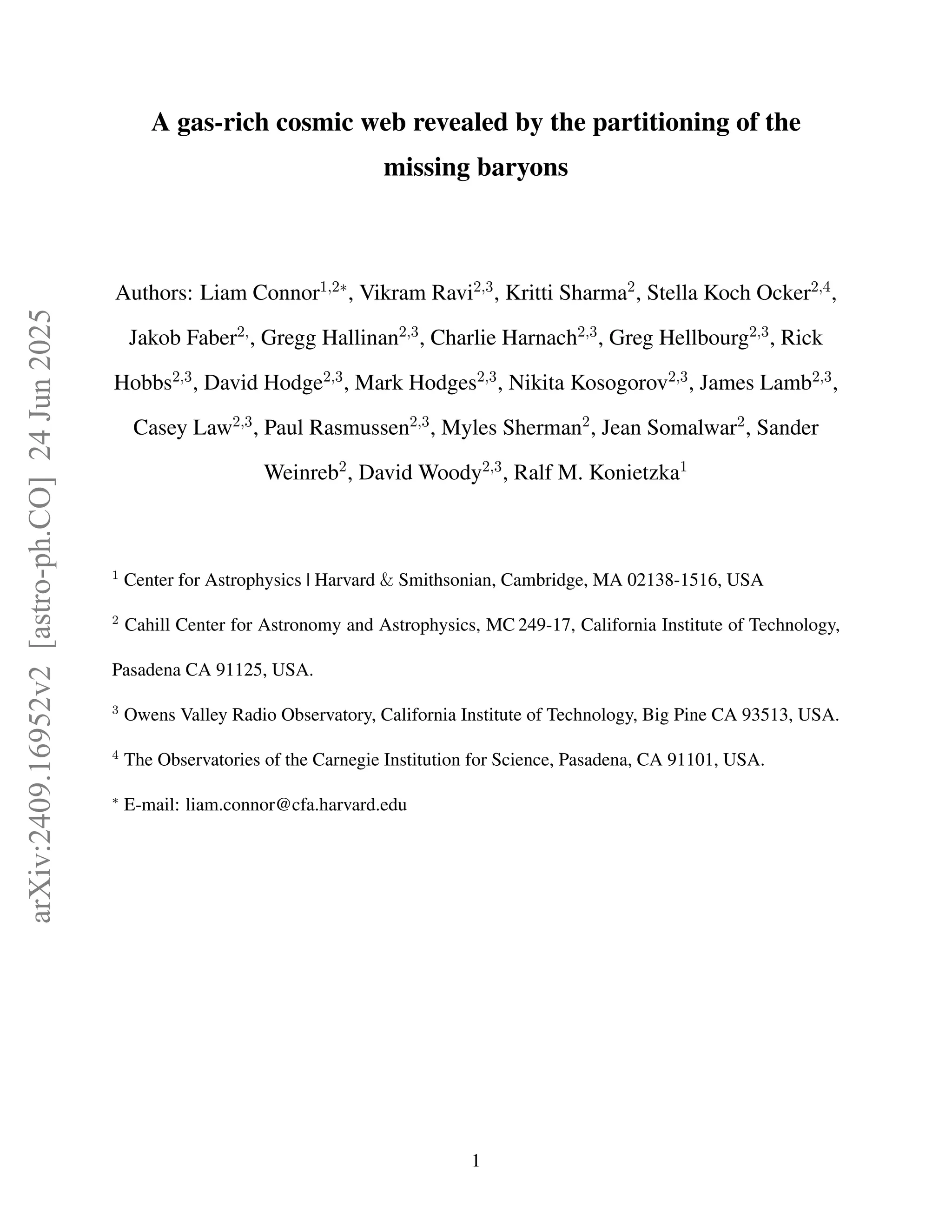 A gas-rich cosmic web revealed by the partitioning of the missing ...