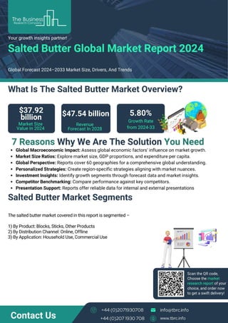 Salted Butter Market Report 2024 - Comprehensive Research And Growth | PDF