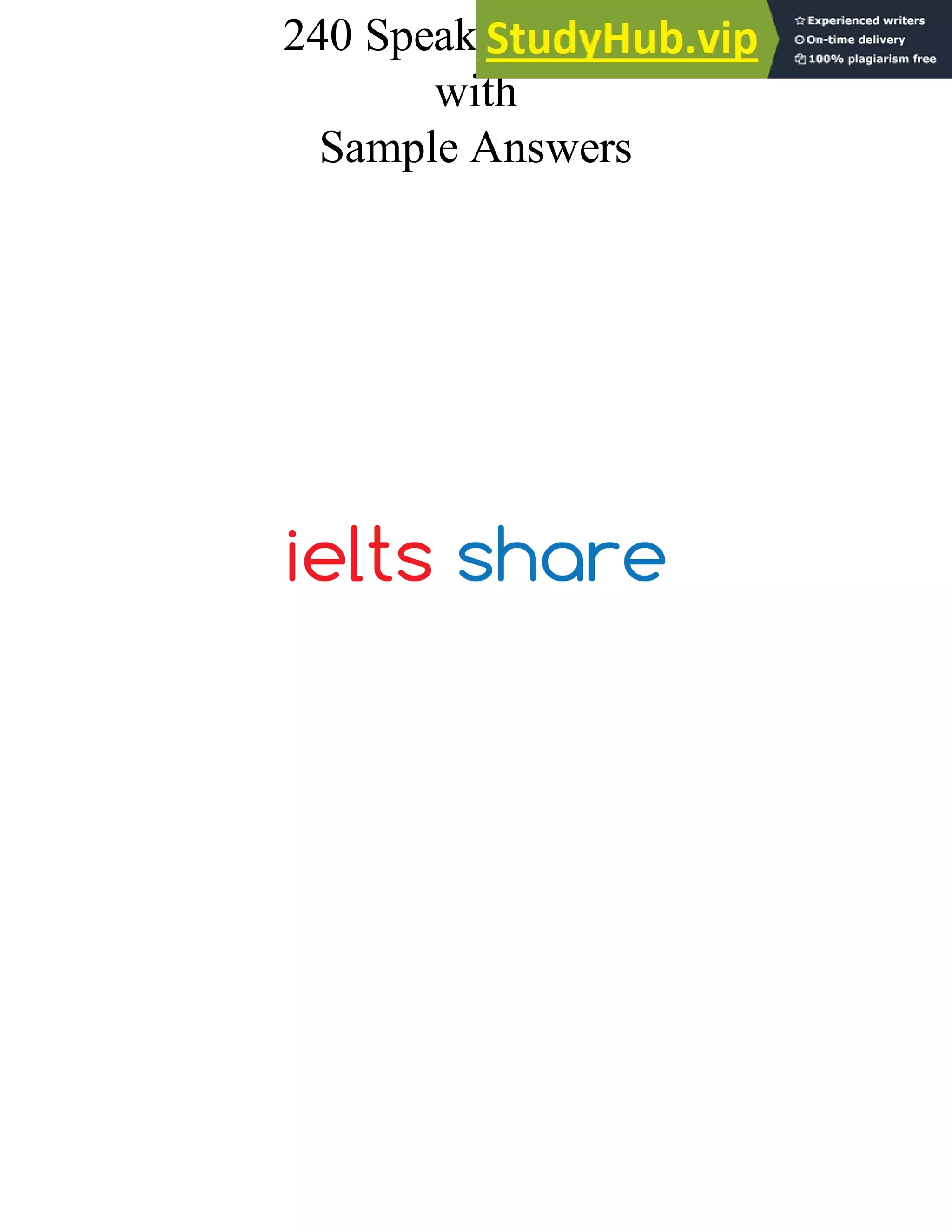 240 Speaking Topics With Sample Answers | PDF