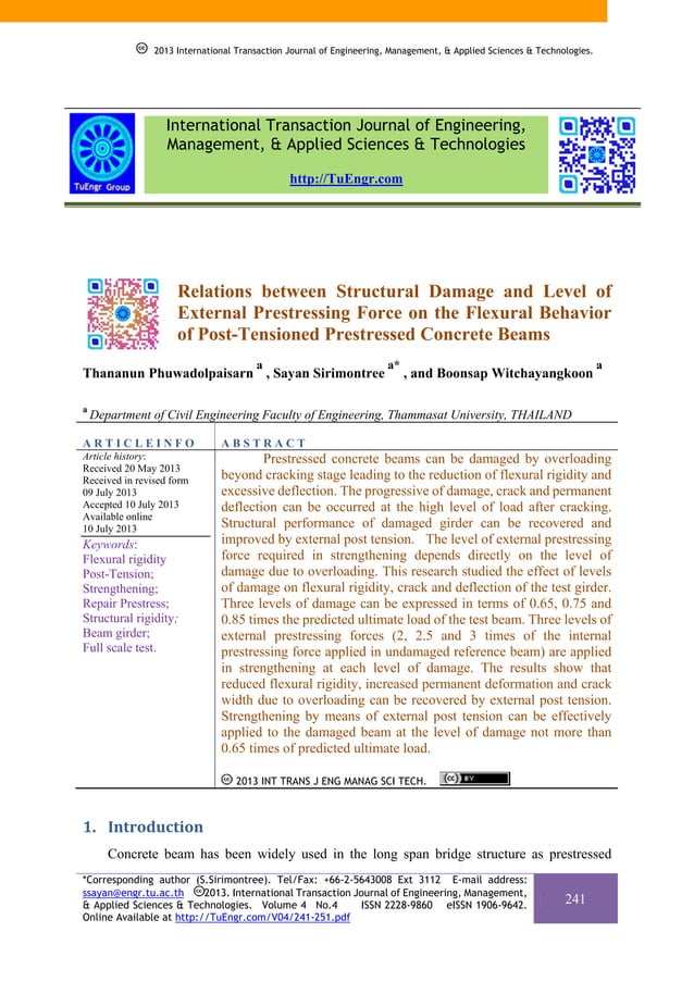 Relations between Structural Damage and Level of External Prestressing ...