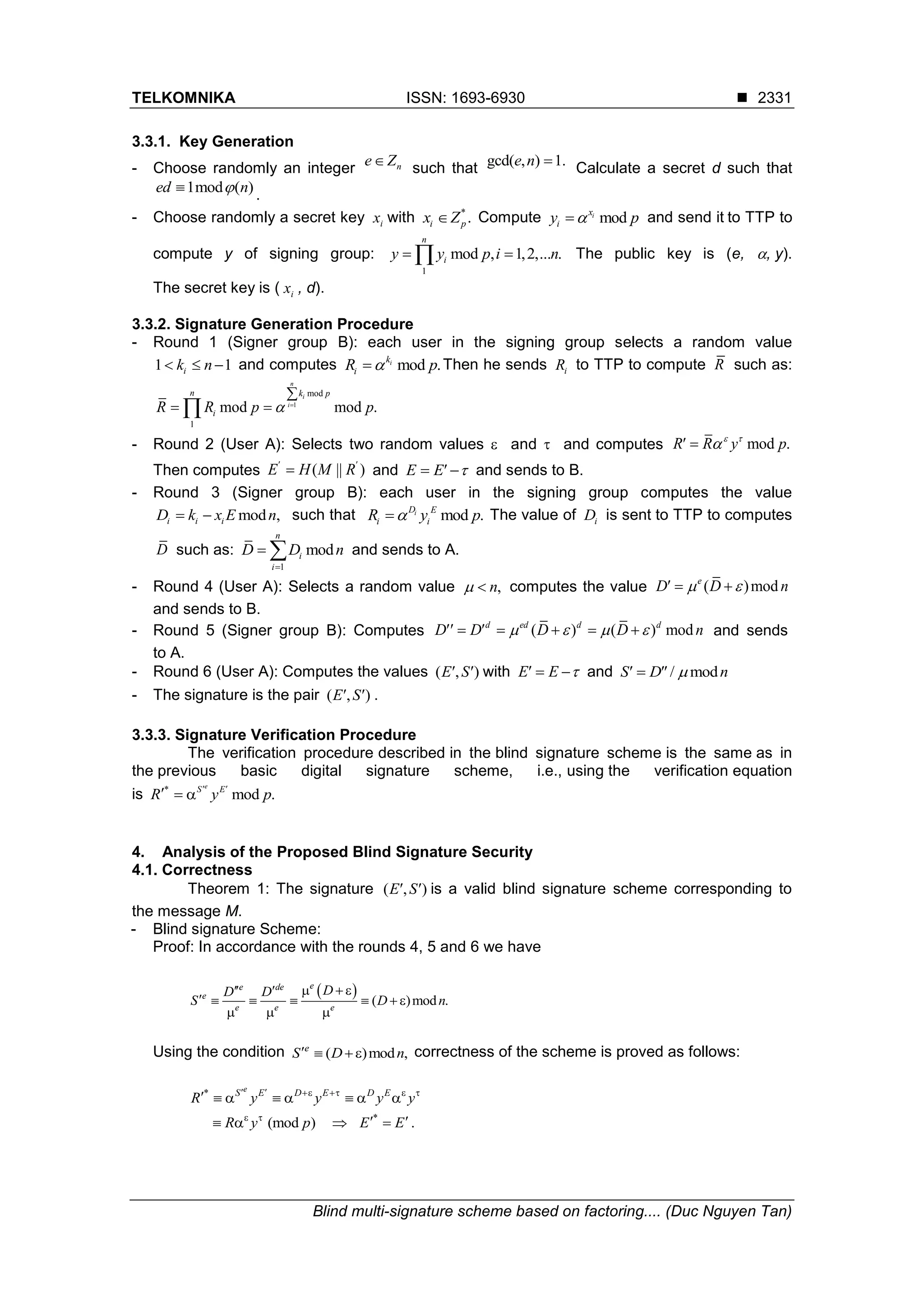 Blind Multi Signature Scheme Based On Factoring And Discrete Logarithm