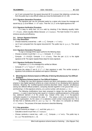 Blind multi-signature scheme based on factoring and discrete logarithm problem | PDF