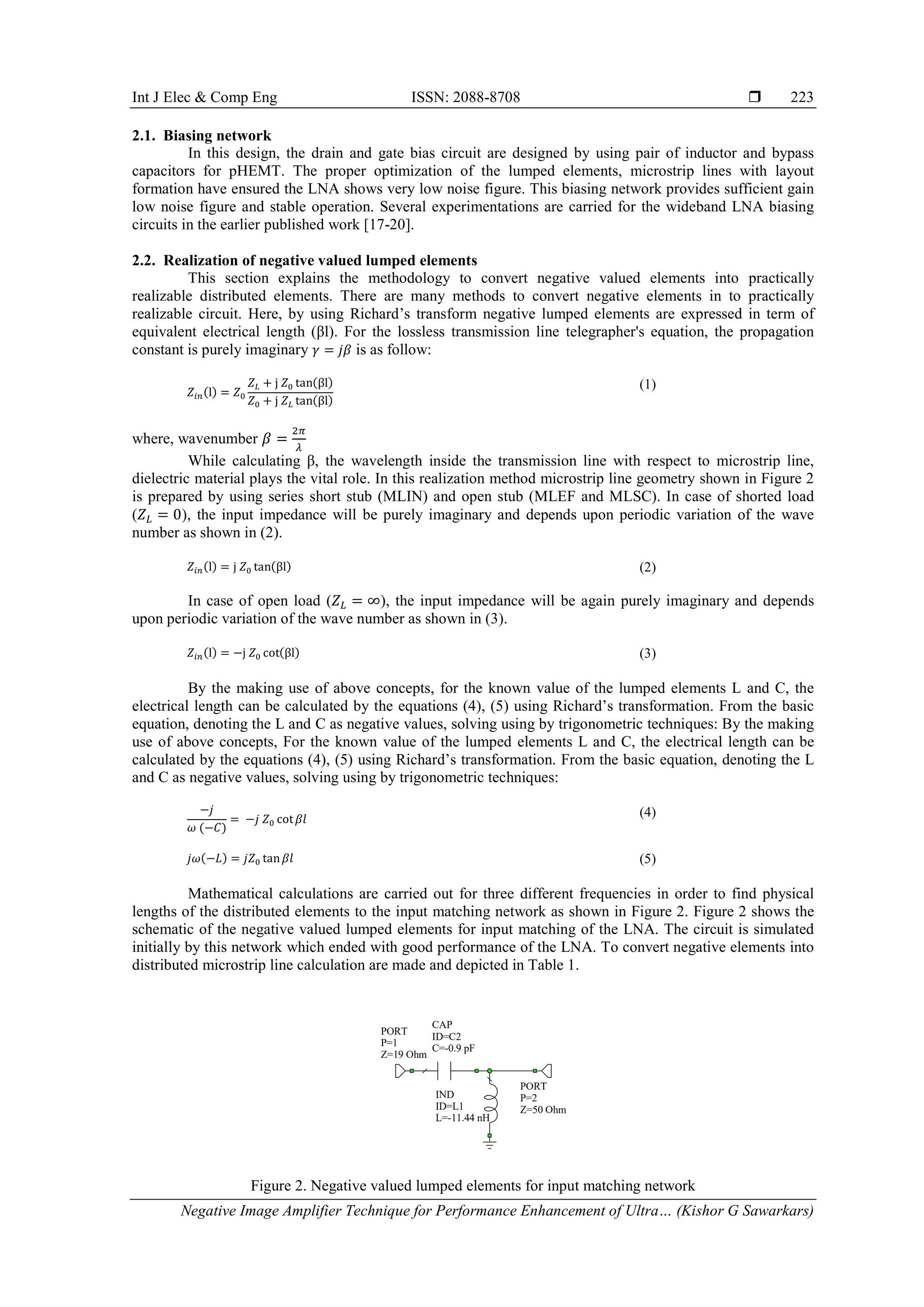 Negative image amplifier technique for performance enhancement of ultra wideband LNA | PDF