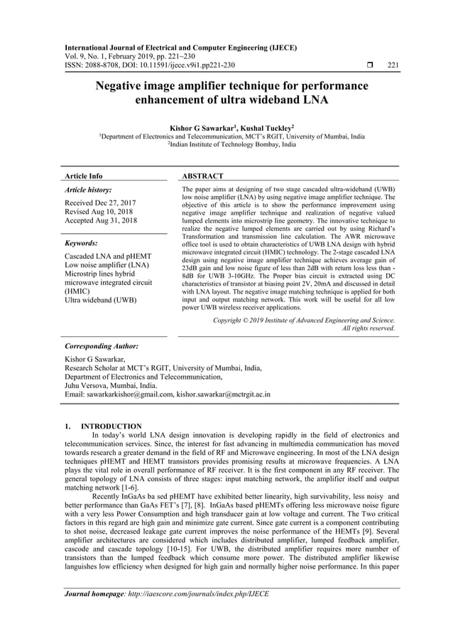Negative image amplifier technique for performance enhancement of ultra ...