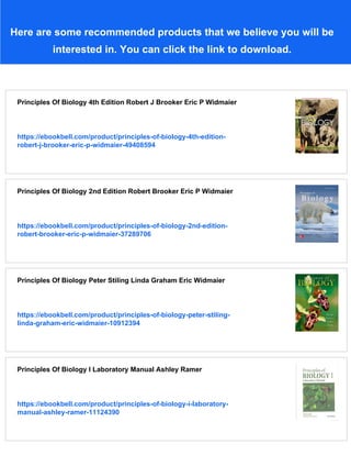 Principles Of Biology 4th Robert J Brooker Eric P Widmaier | PDF