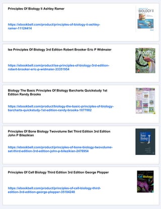 Principles Of Biology 4th Robert J Brooker Eric P Widmaier | PDF
