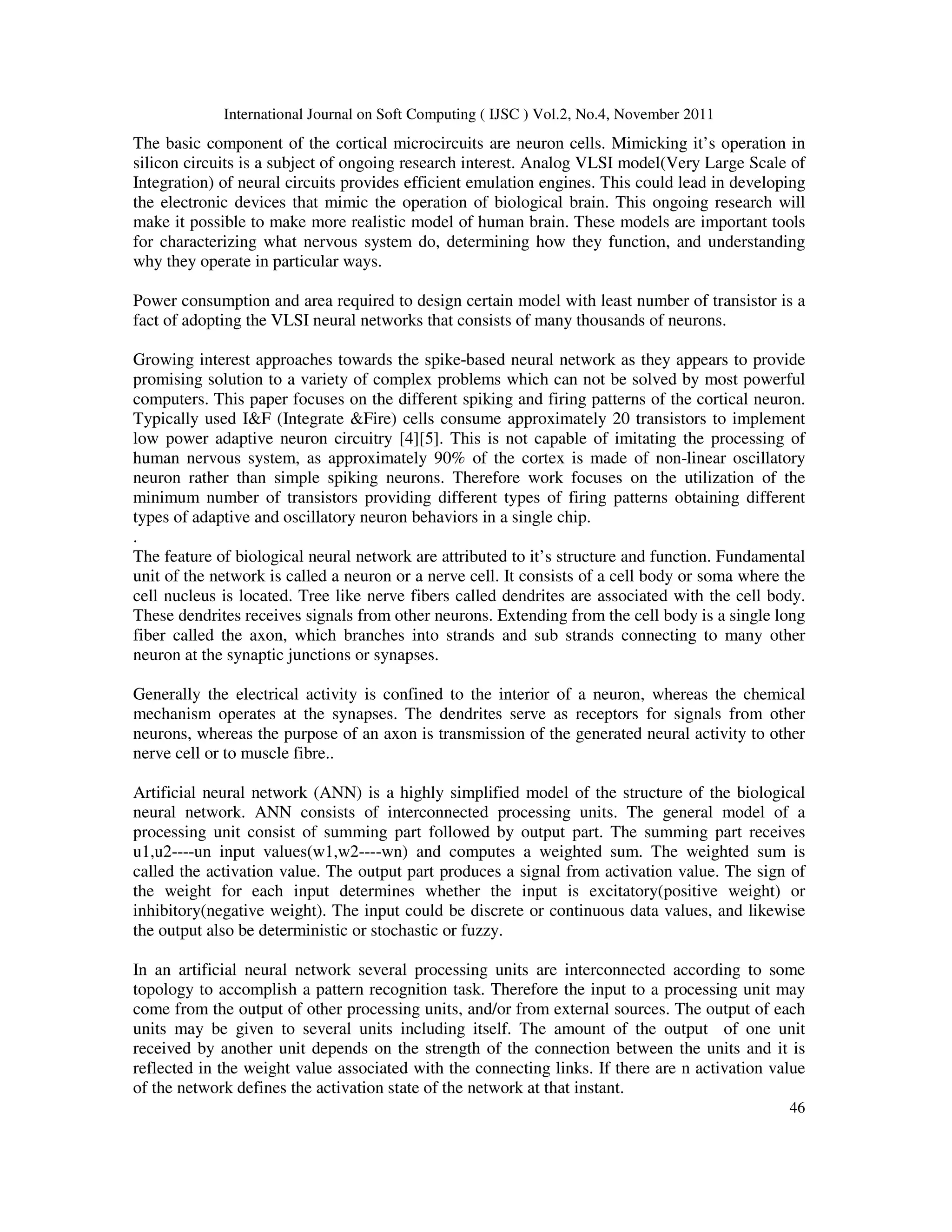 Design Of Cortical Neuron Circuits With Vlsi Design Approach Pdf Artificial Intelligence