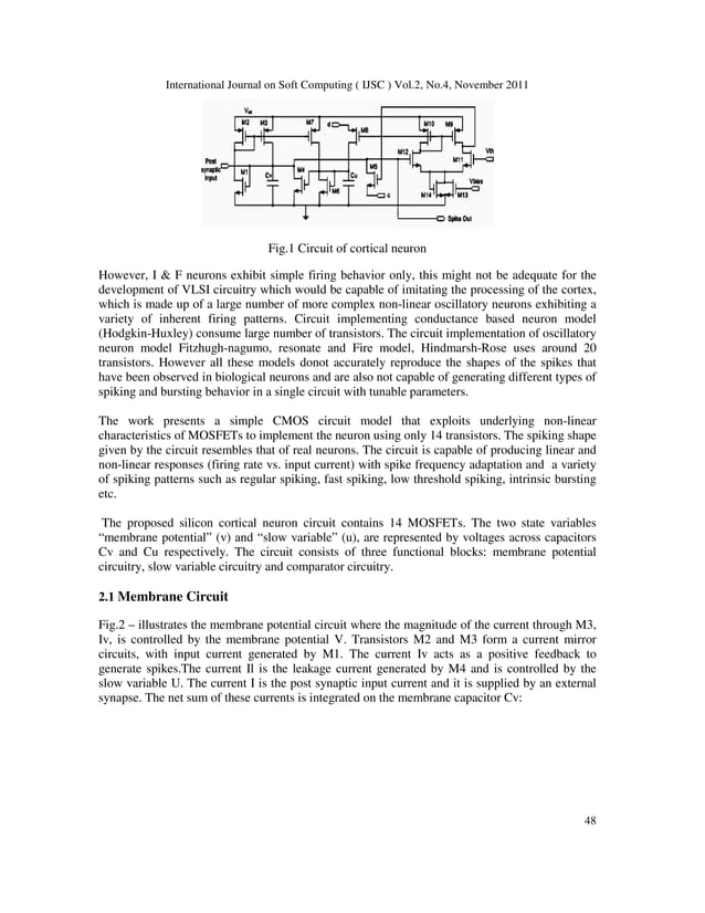 Design of Cortical Neuron Circuits With VLSI Design Approach | PDF
