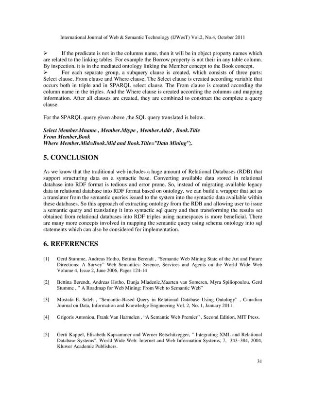 Semantic Based Querying Using Ontology In Relational Database Of 7281