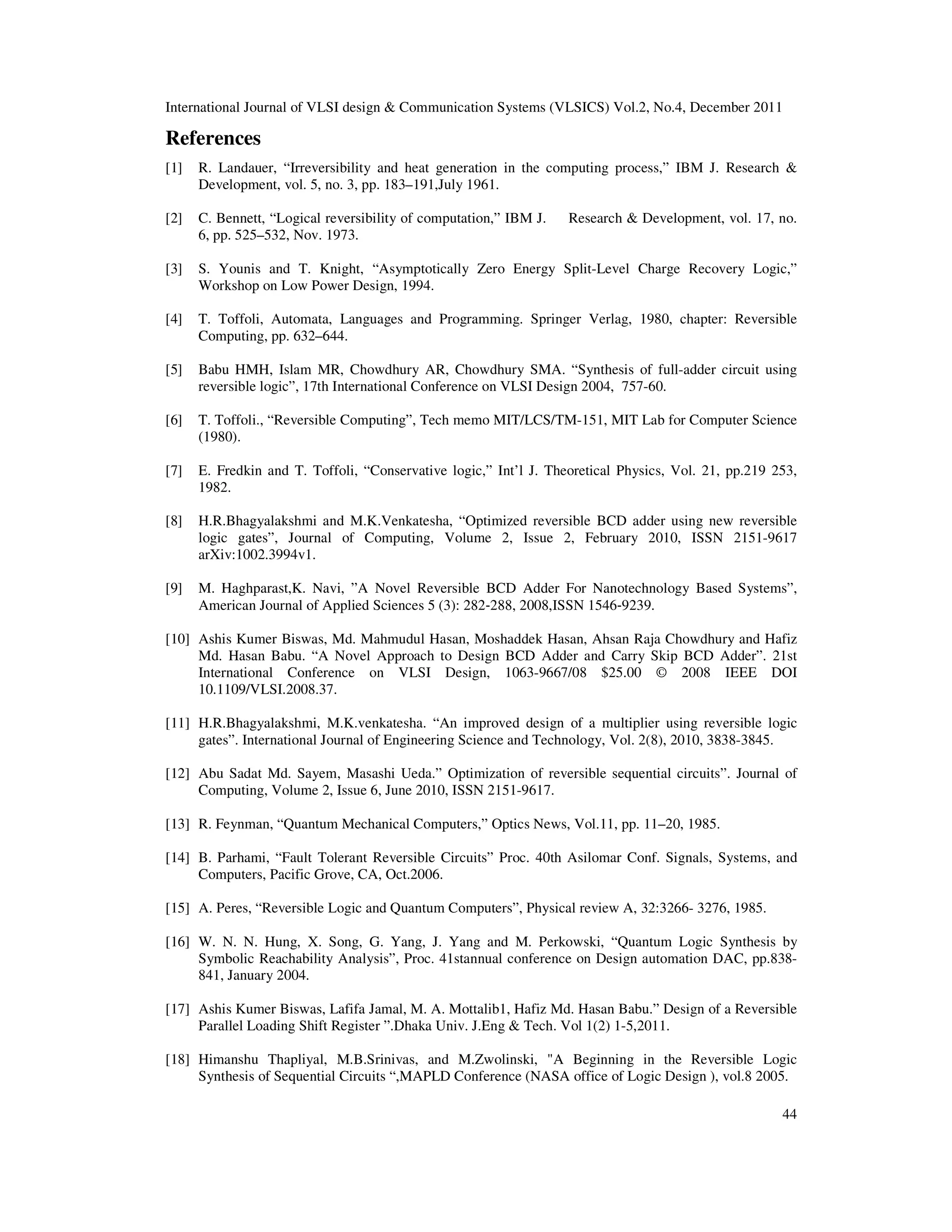 Design of Reversible Sequential Circuit Using Reversible Logic Synthesis | PDF