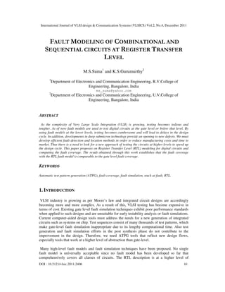 Fault Modeling of Combinational and Sequential Circuits at Register Transfer Level | PDF