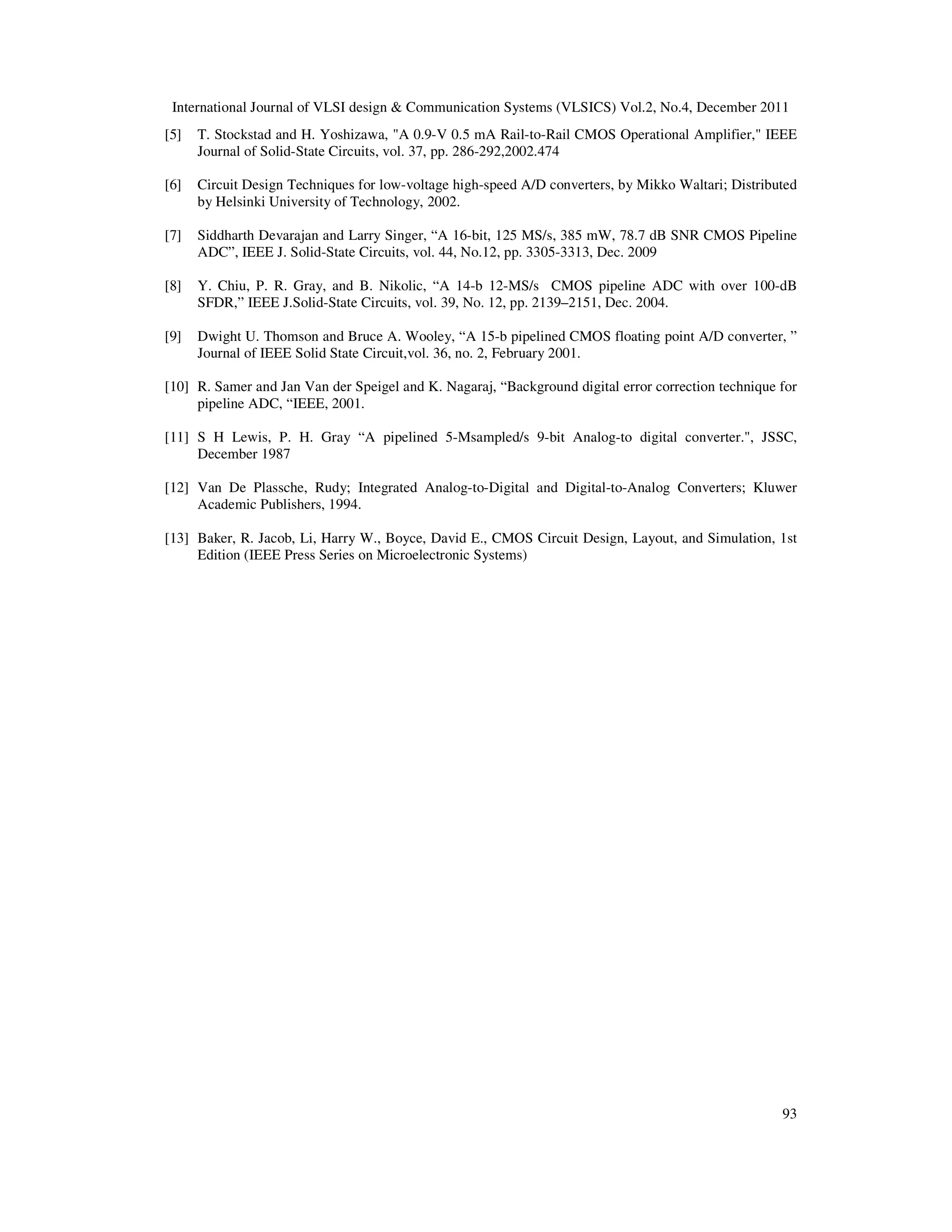 VLSI Design of Low Power High Speed 4 Bit Resolution Pipeline ADC In ...