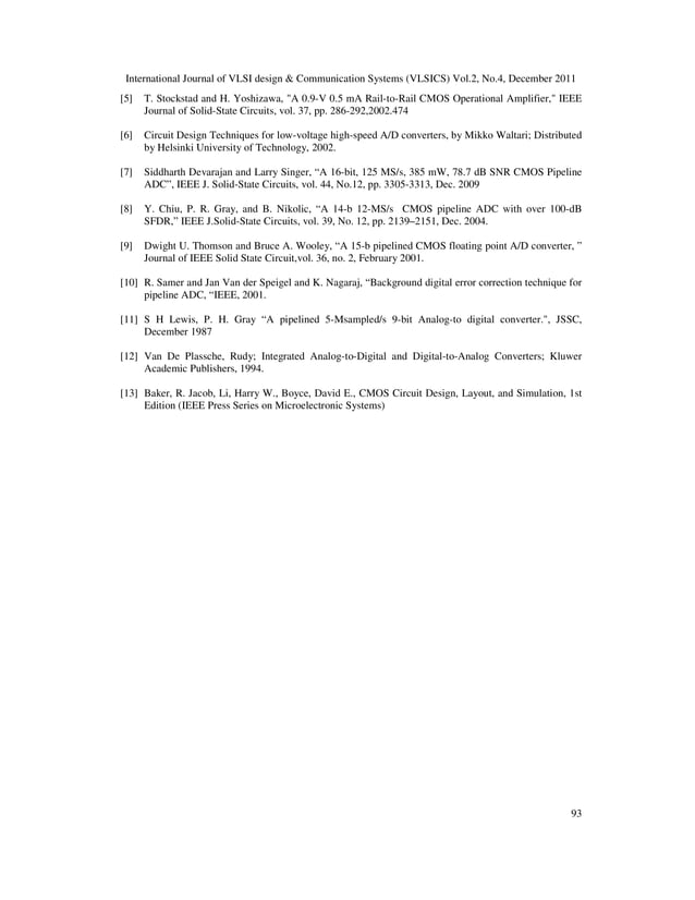 Vlsi Design Of Low Power High Speed 4 Bit Resolution Pipeline Adc In