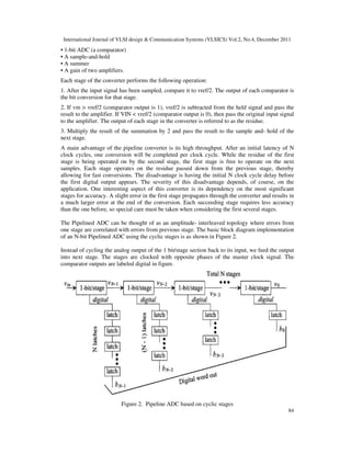 VLSI Design of Low Power High Speed 4 Bit Resolution Pipeline ADC In Submicron CMOS Technology | PDF