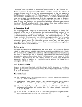 VLSI Design of Low Power High Speed 4 Bit Resolution Pipeline ADC In Submicron CMOS Technology | PDF