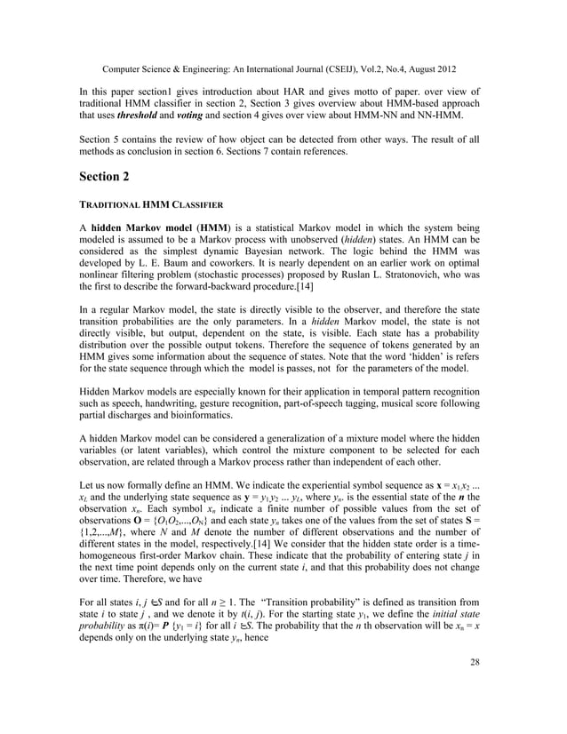 HMM Classifier for Human Activity Recognition | PDF