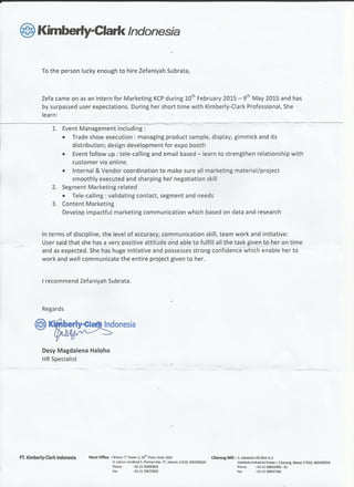 Surat Rekomendasi Kimberly | PDF