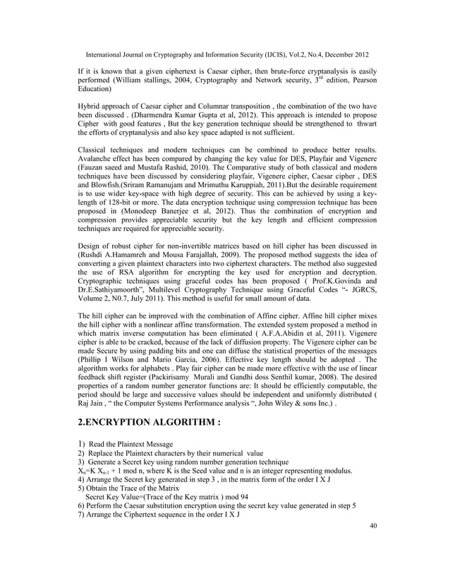 Improved Caesar Cipher with Random Number Generation Technique and ...