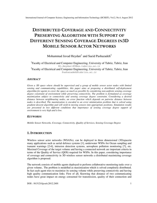DISTRIBUTED COVERAGE AND CONNECTIVITY PRESERVING ALGORITHM WITH SUPPORT OF DIFFERENT SENSING ...