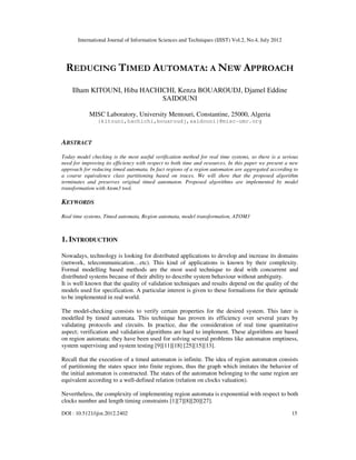 REDUCING TIMED AUTOMATA : A NEW APPROACH | PDF
