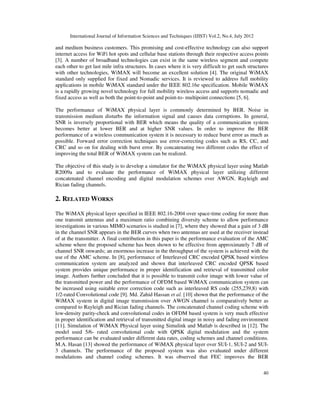 PERFORMANCE OF WIMAX PHYSICAL LAYER WITH VARIATIONS IN CHANNEL CODING AND DIGITAL MODULATION ...