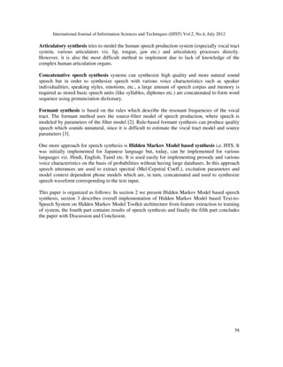 PUNJABI SPEECH SYNTHESIS SYSTEM USING HTK | PDF