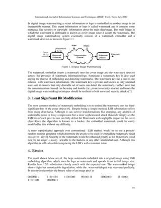 ANALYSIS OF IMAGE WATERMARKING USING LEAST SIGNIFICANT BIT ALGORITHM | PDF