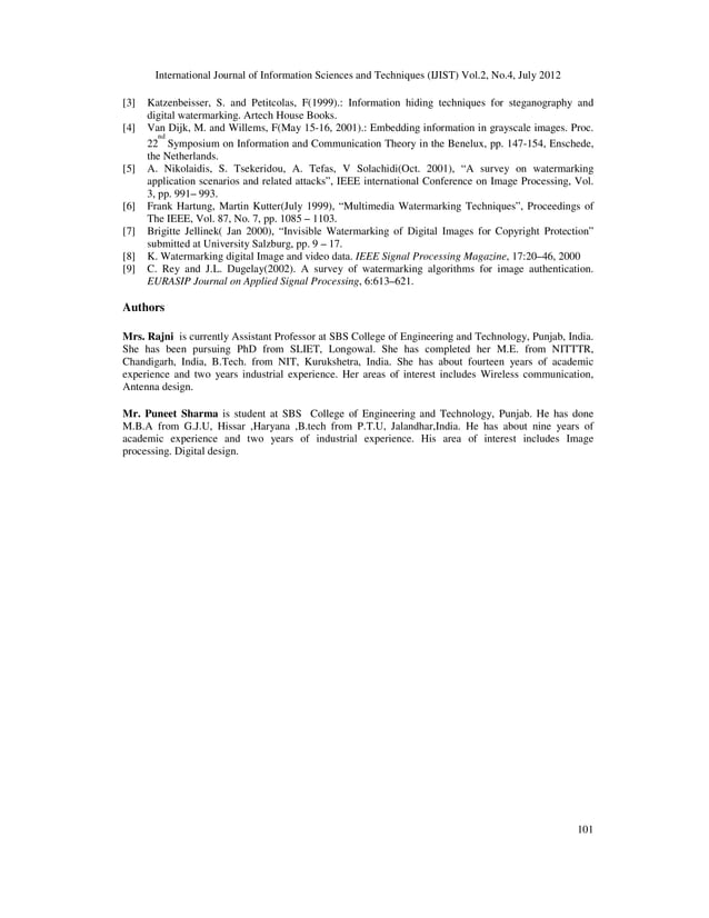 ANALYSIS OF IMAGE WATERMARKING USING LEAST SIGNIFICANT BIT ALGORITHM | PDF