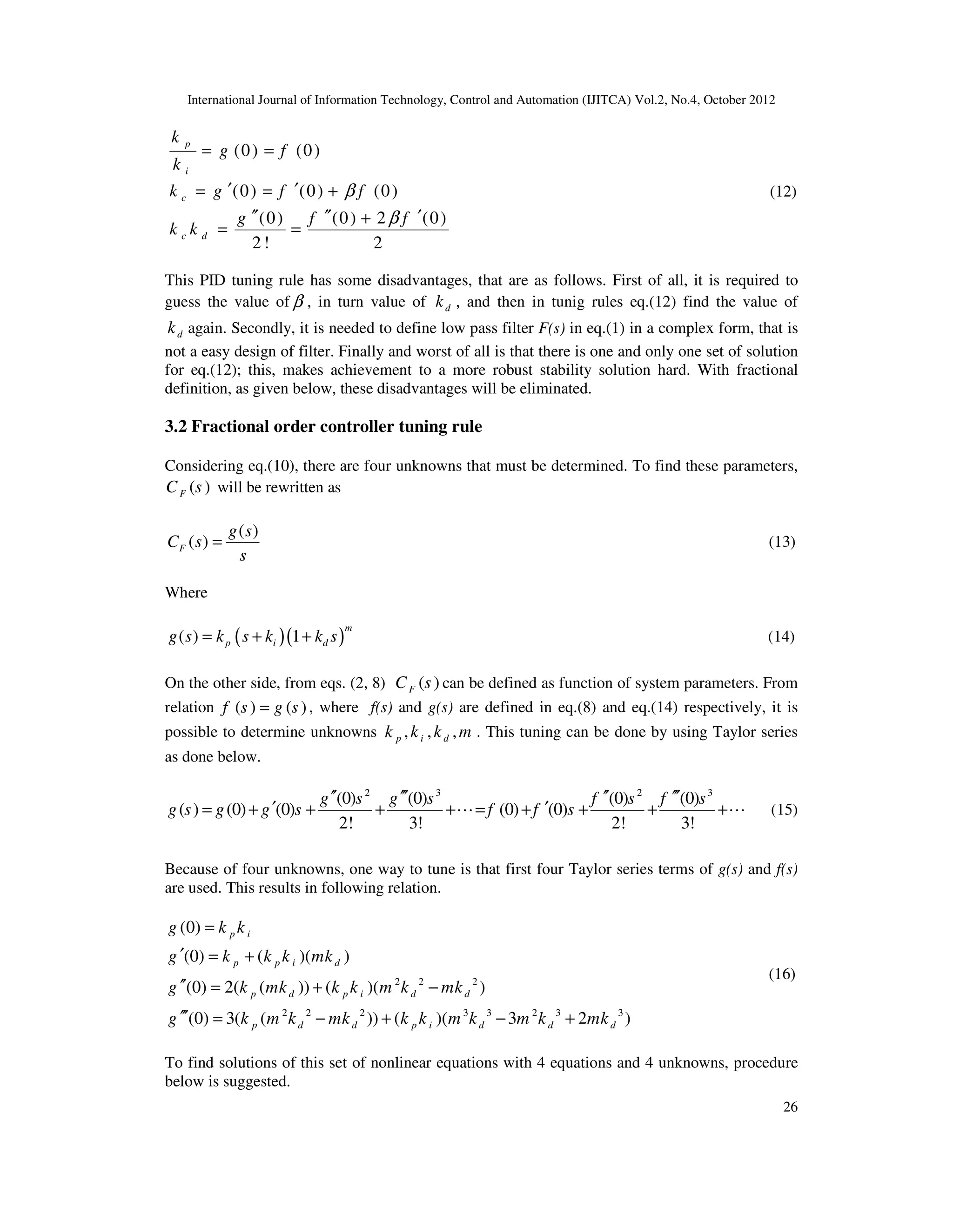 FRACTIONAL ORDER PID CONTROLLER TUNING BASED ON IMC | PDF