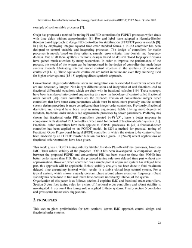 Fractional Order Pid Controller Tuning Based On Imc Pdf