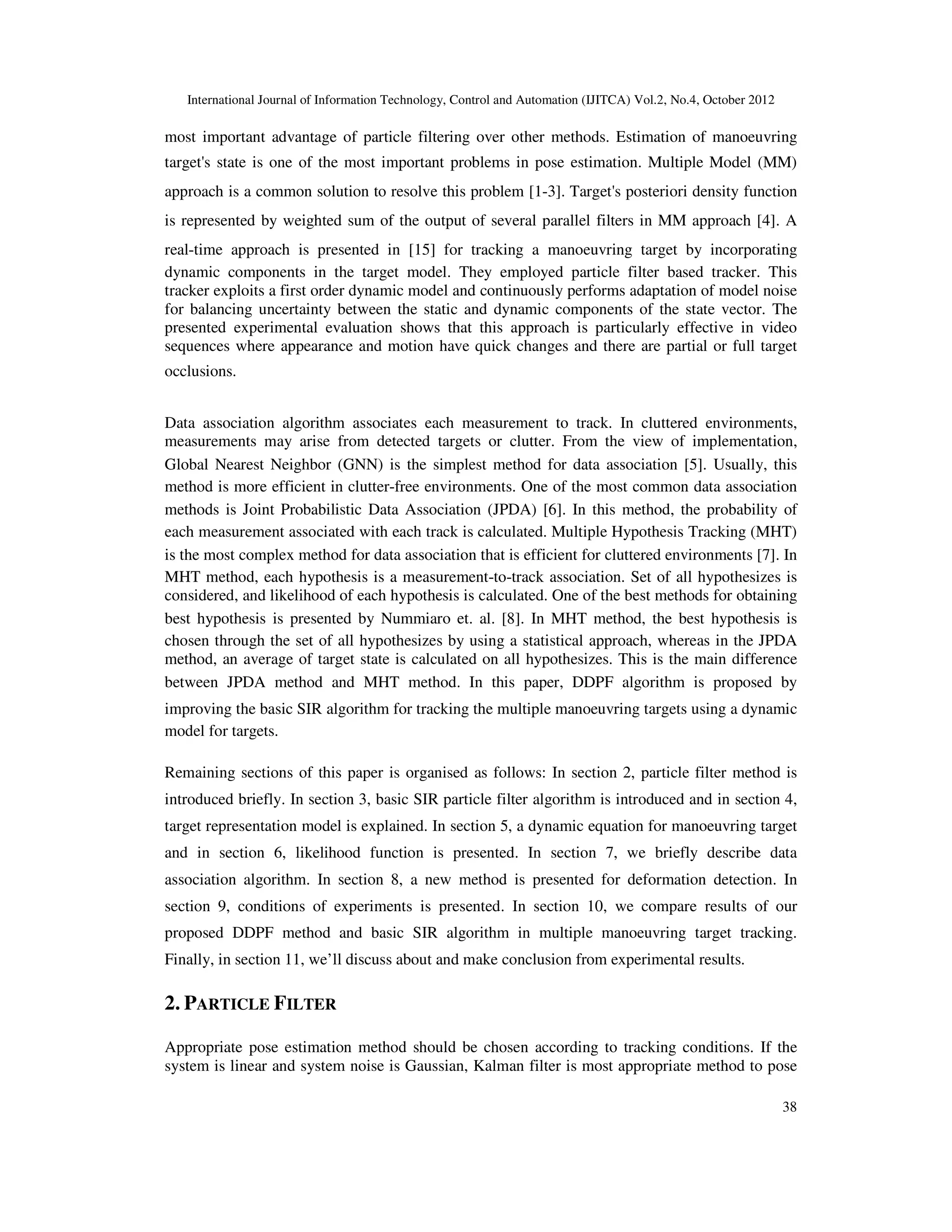 Applying Dynamic Model For Multiple Manoeuvring Target Tracking Using Particle Filtering Pdf 