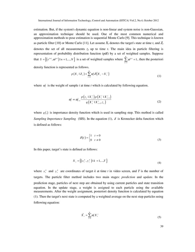Applying Dynamic Model For Multiple Manoeuvring Target Tracking Using Particle Filtering Pdf