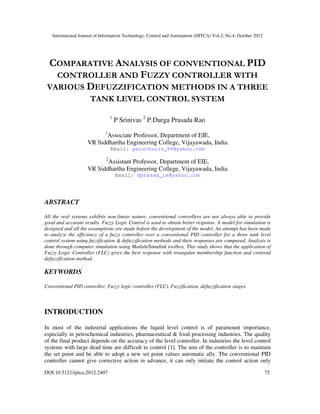 COMPARATIVE ANALYSIS OF CONVENTIONAL PID CONTROLLER AND FUZZY CONTROLLER WITH VARIOUS ...