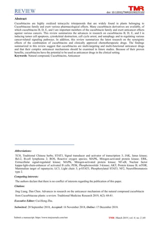 Advances in research on the anticancer mechanism of the natural ...