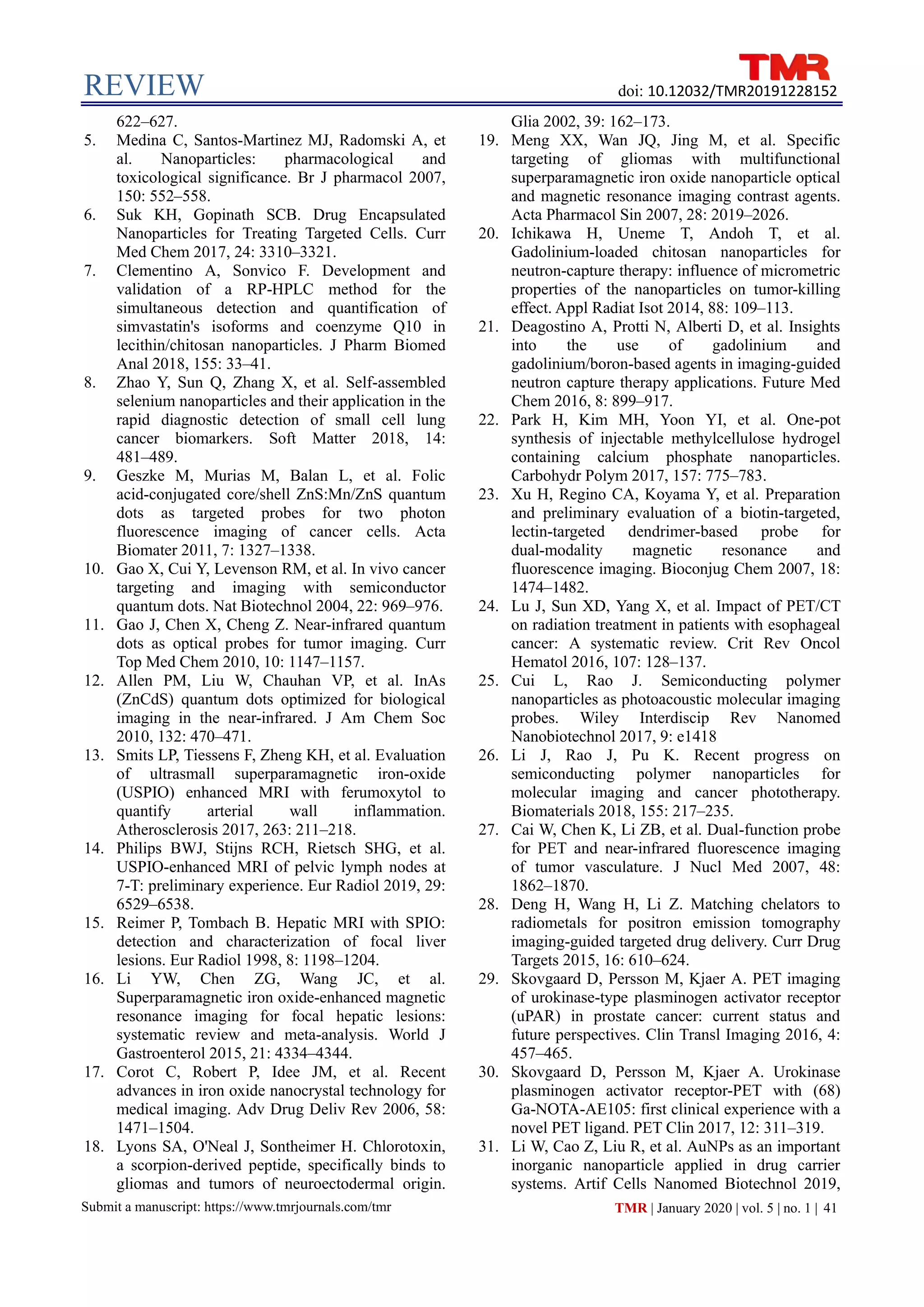 application of nanoparticles in the early diagnosis and treatment of tumors: current status and ...